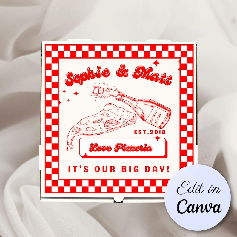 Custom Wedding Pizza Box - After Party, Engagement Party, Editable ...