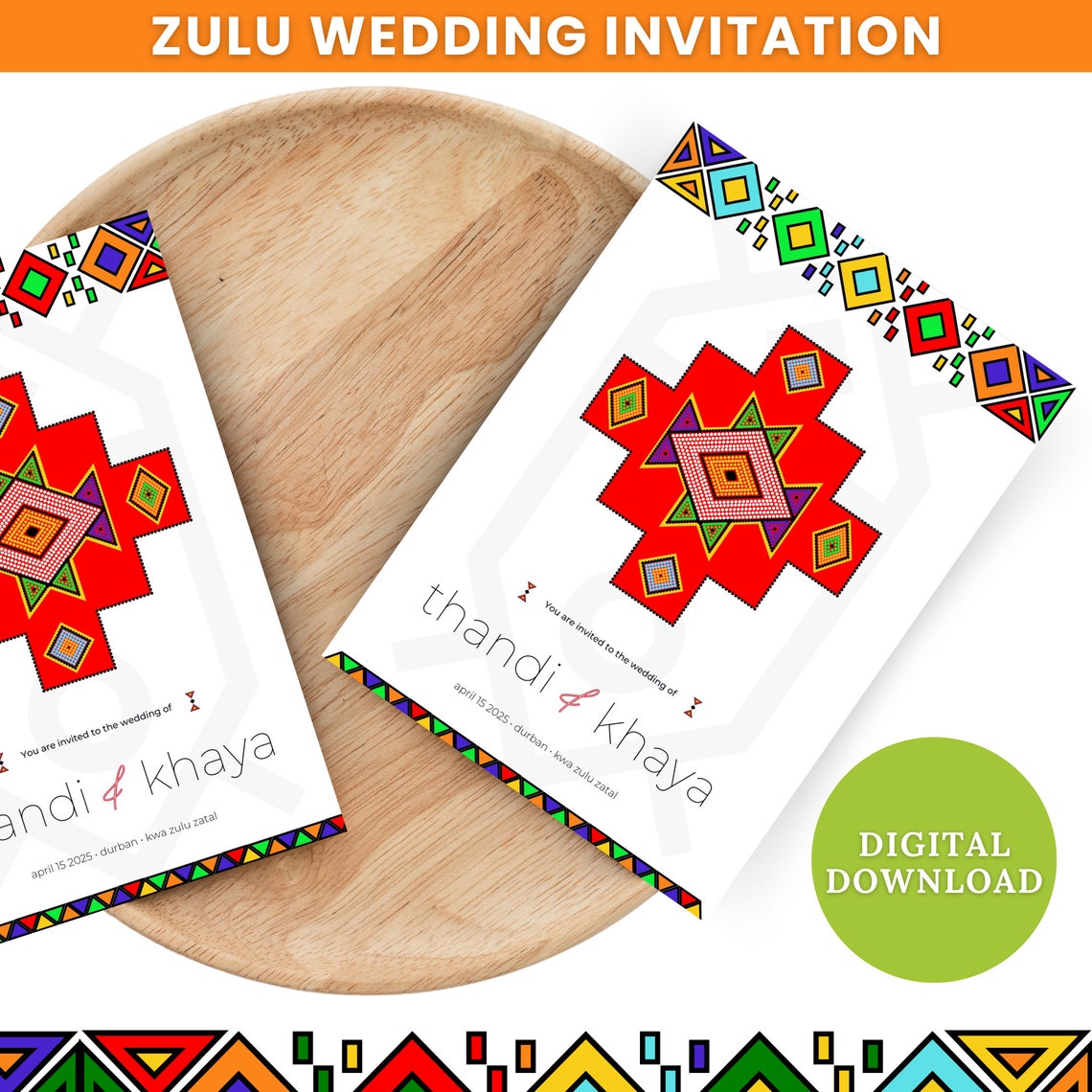 Editable Zulu Wedding Invitation | African Wedding Invitation| Traditional Wedding Invitation ...