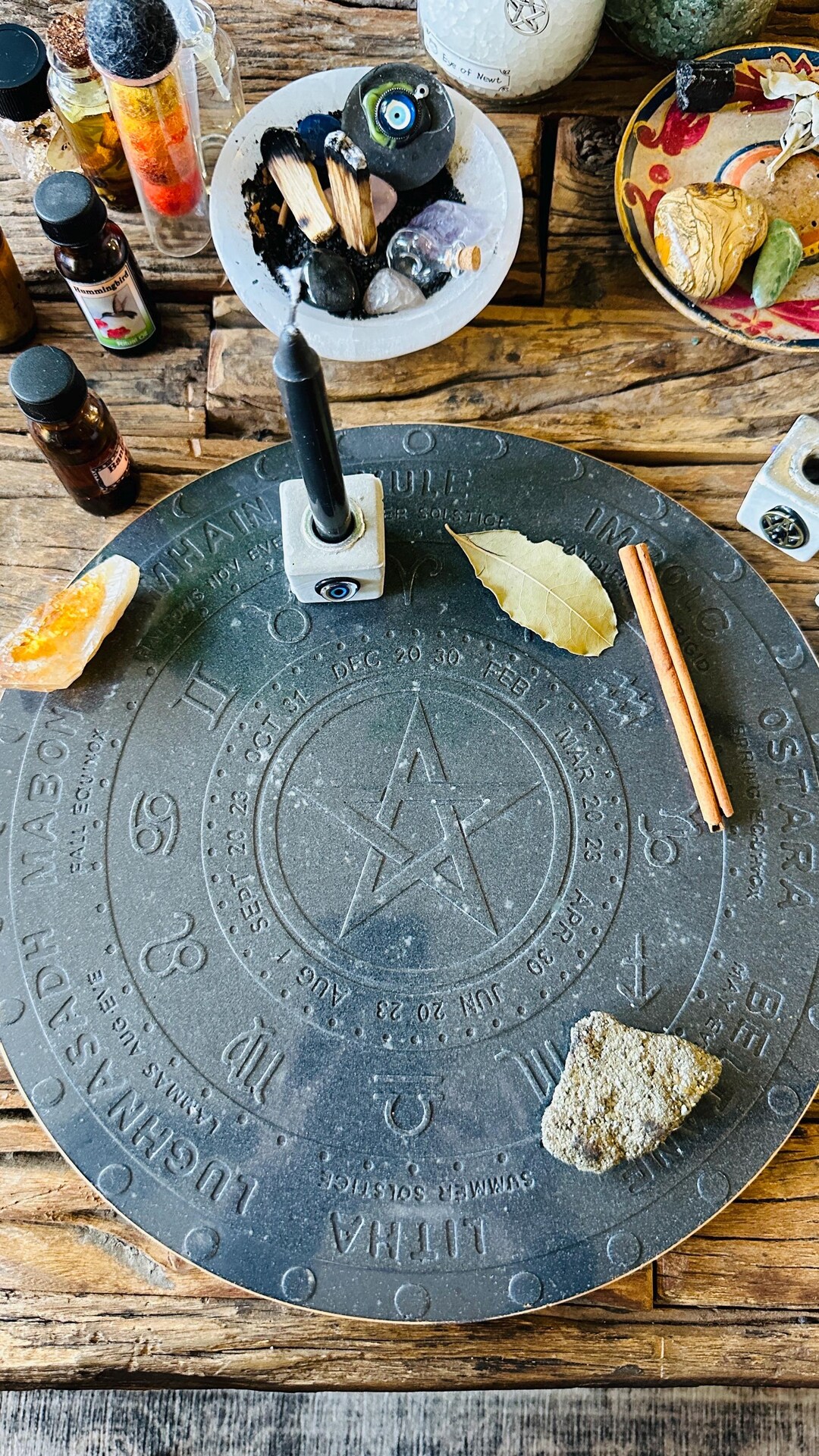 Resin and Marble Altar Plate Pentagram Spell Casting Tool for Wiccan ...
