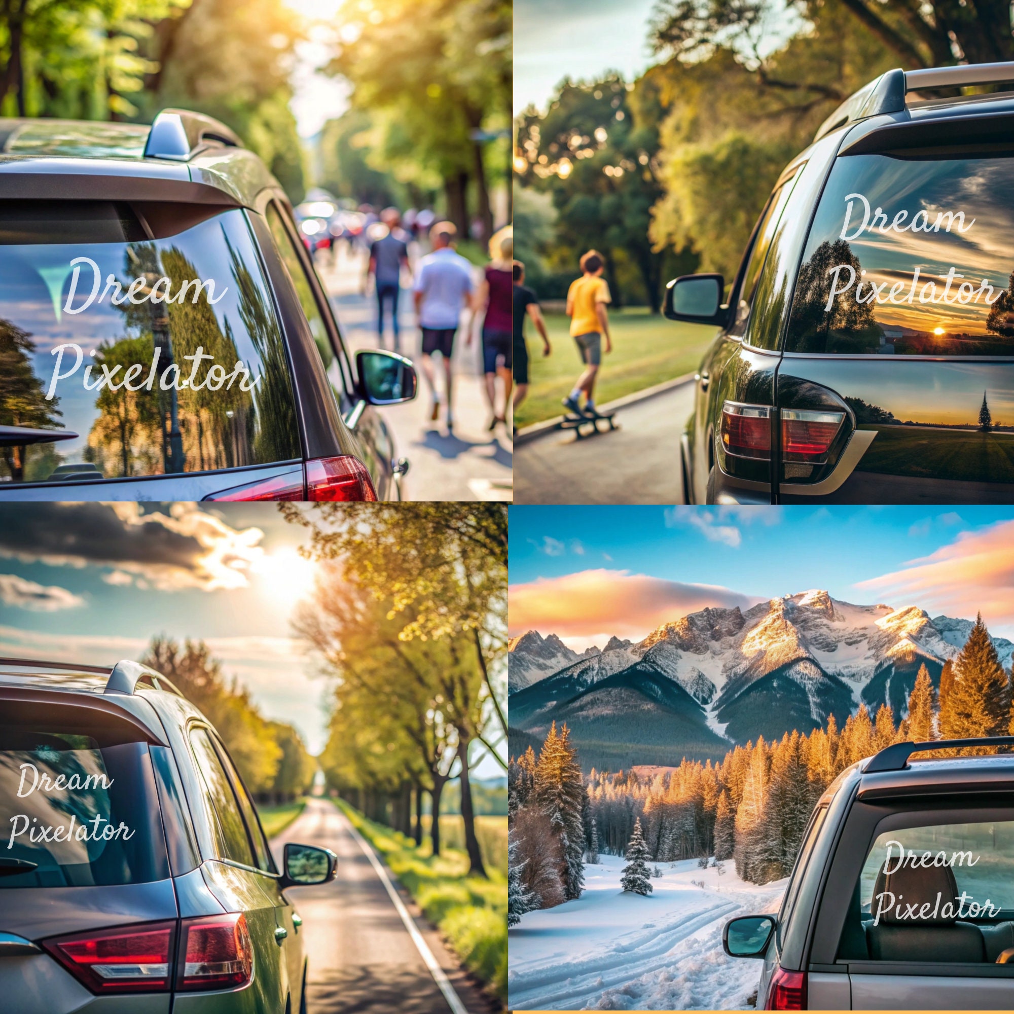 Realistic Car Rear Window Mockup Bundle for Decal Sticker, Car Decal ...