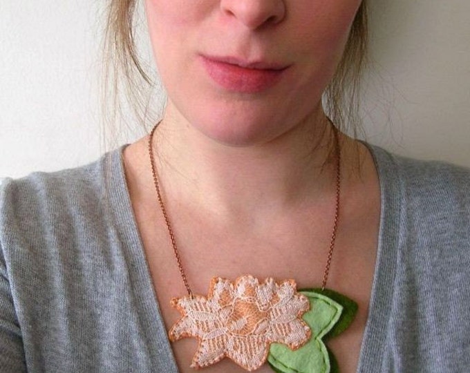 Cucumber Melon Rose Embroidered Lace Necklace - Etsy