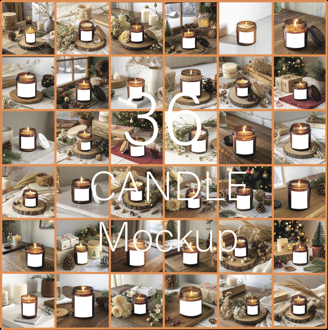 Amber Candle Mockup Bundle (36 PNG ) Candle Jar Mockup Winter Lifestyle ...