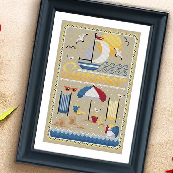 Beach Cross Stitch - Etsy