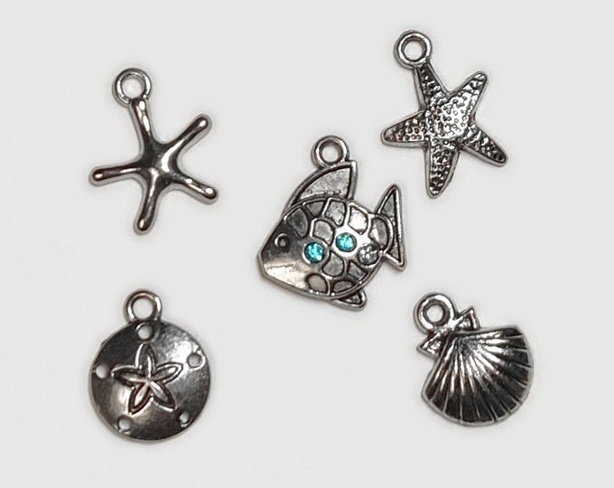 Set of 5 Sea Creatures Jewelry and Cross Stitch Charms - Etsy