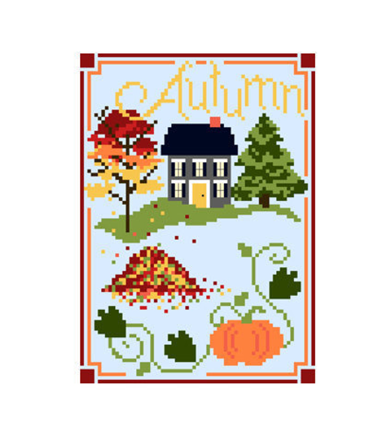 PDF -- Autumn House Cross Stitch Pattern - Etsy