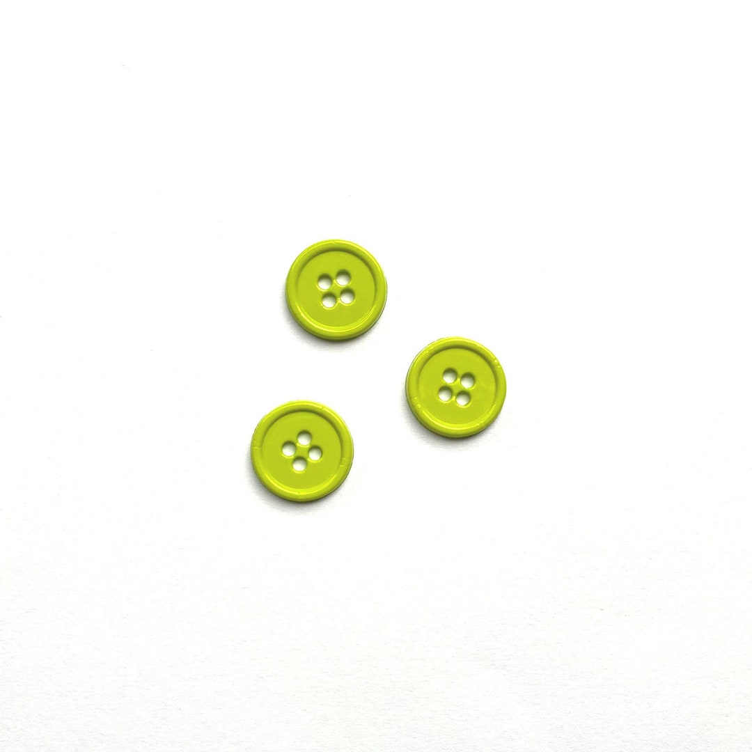 Set of 3 - Lime Green Buttons With 4 Holes - Etsy