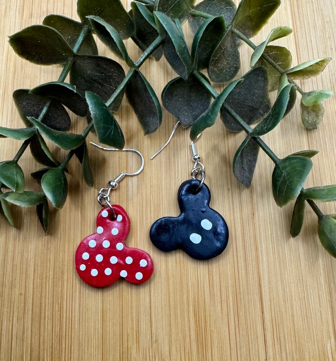 Mickey and Minnie Dangle / Polymer Clay / Gift / Earrings / Handmade ...