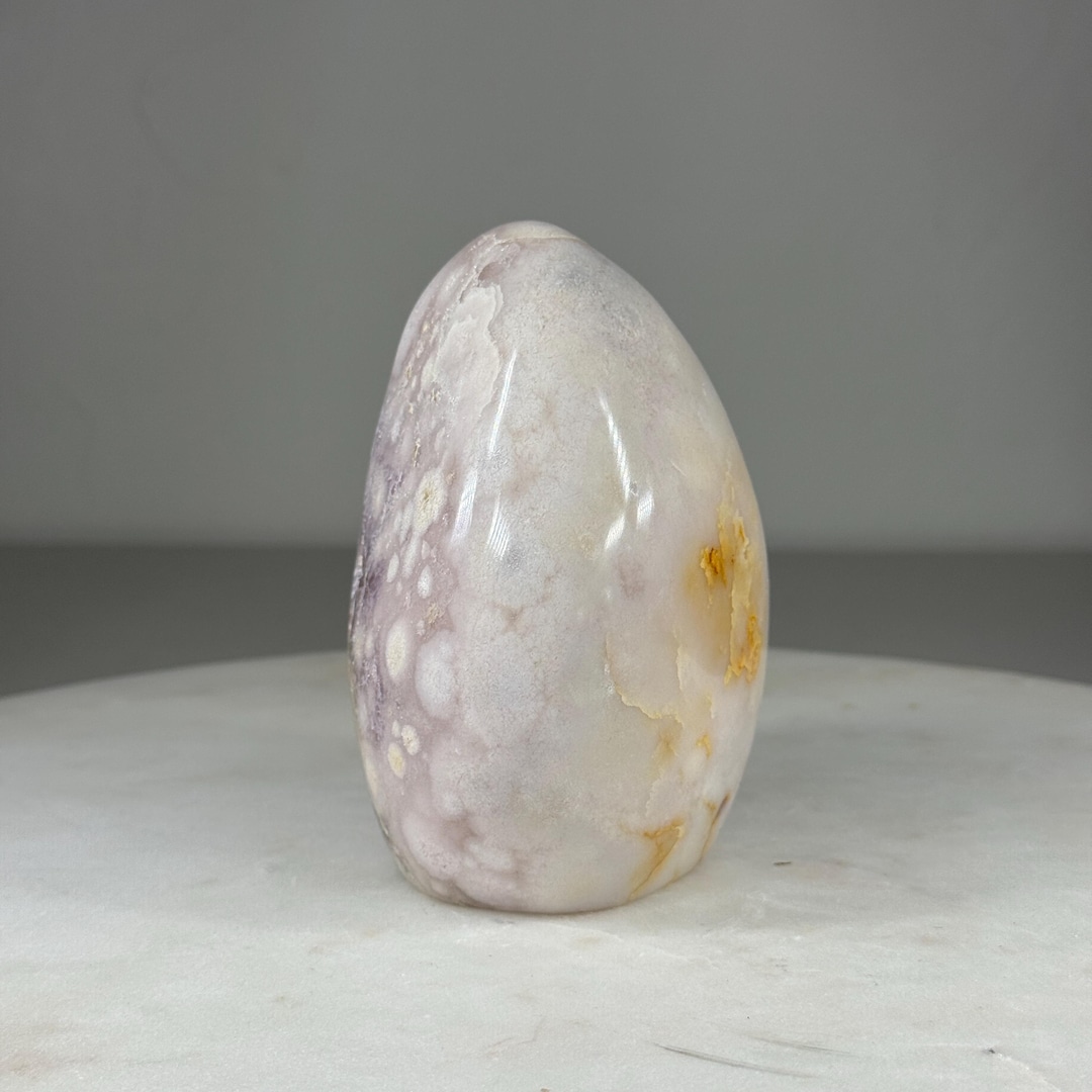 Flower Agate Freeform: Milky White & Peachy Pink Crystal Geode - Etsy