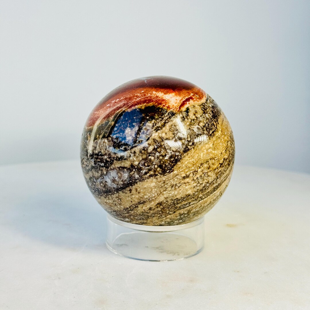 Ocean Jasper Sphere: Olive, Cream, and Blush Orb Patterns - Calming ...