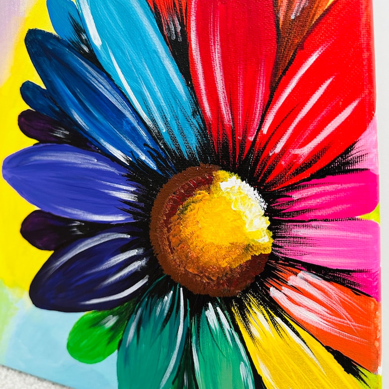 Colorful Acrylic Flower Painting - Etsy