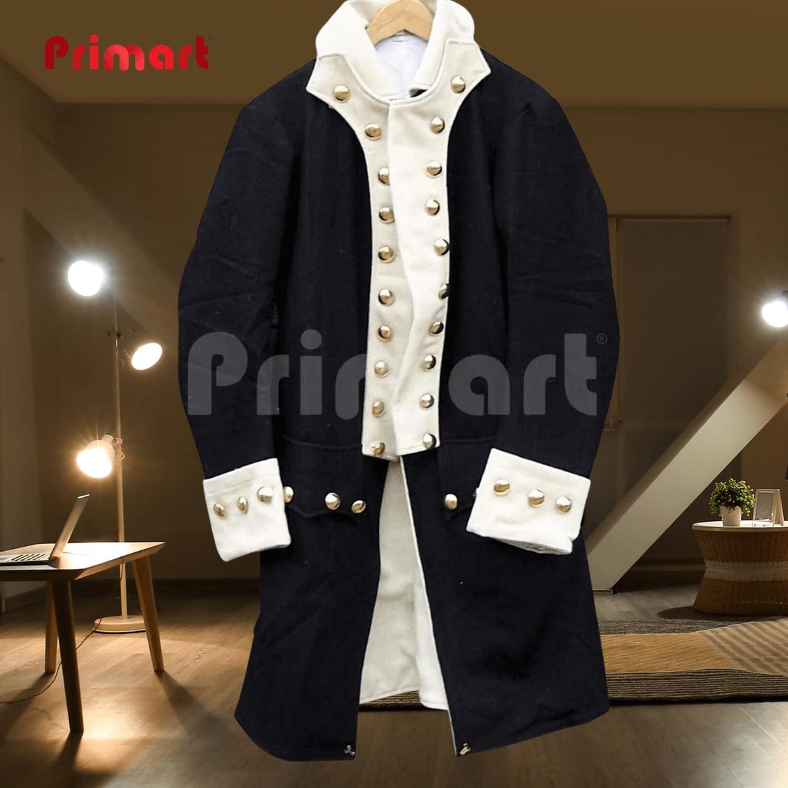 George Washington Uniform Black White Wool, Continental Army Coat ...