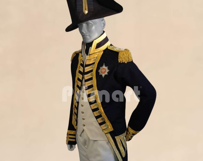 Napoleonic Officer Uniform Royal Navy Admiral Jacket, Military Costume ...