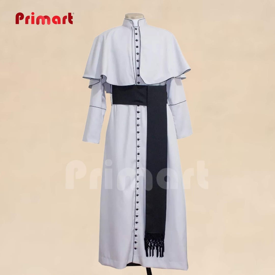Men's White Priest Cassock Robe Gothic Clergy Outfit, Historical Church ...