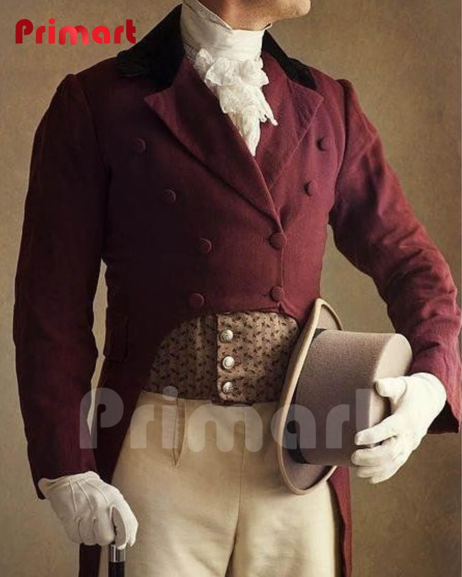 Men's Maroon Regency Tailcoat Custom Made, Wool, Historical Reenactment ...