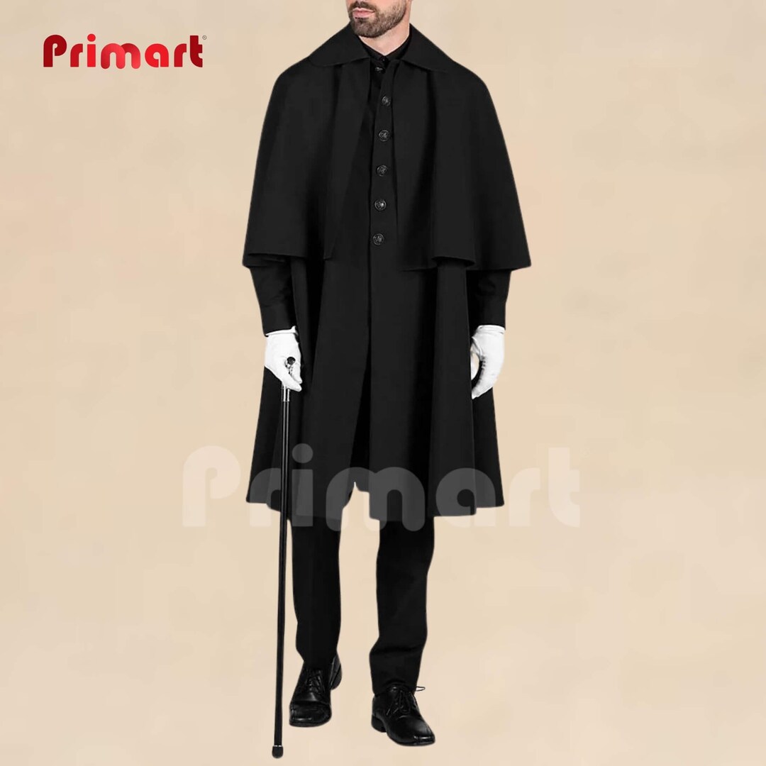 Men's Inverness Cape Victorian Wool Cloak, Sherlock Holmes Style ...