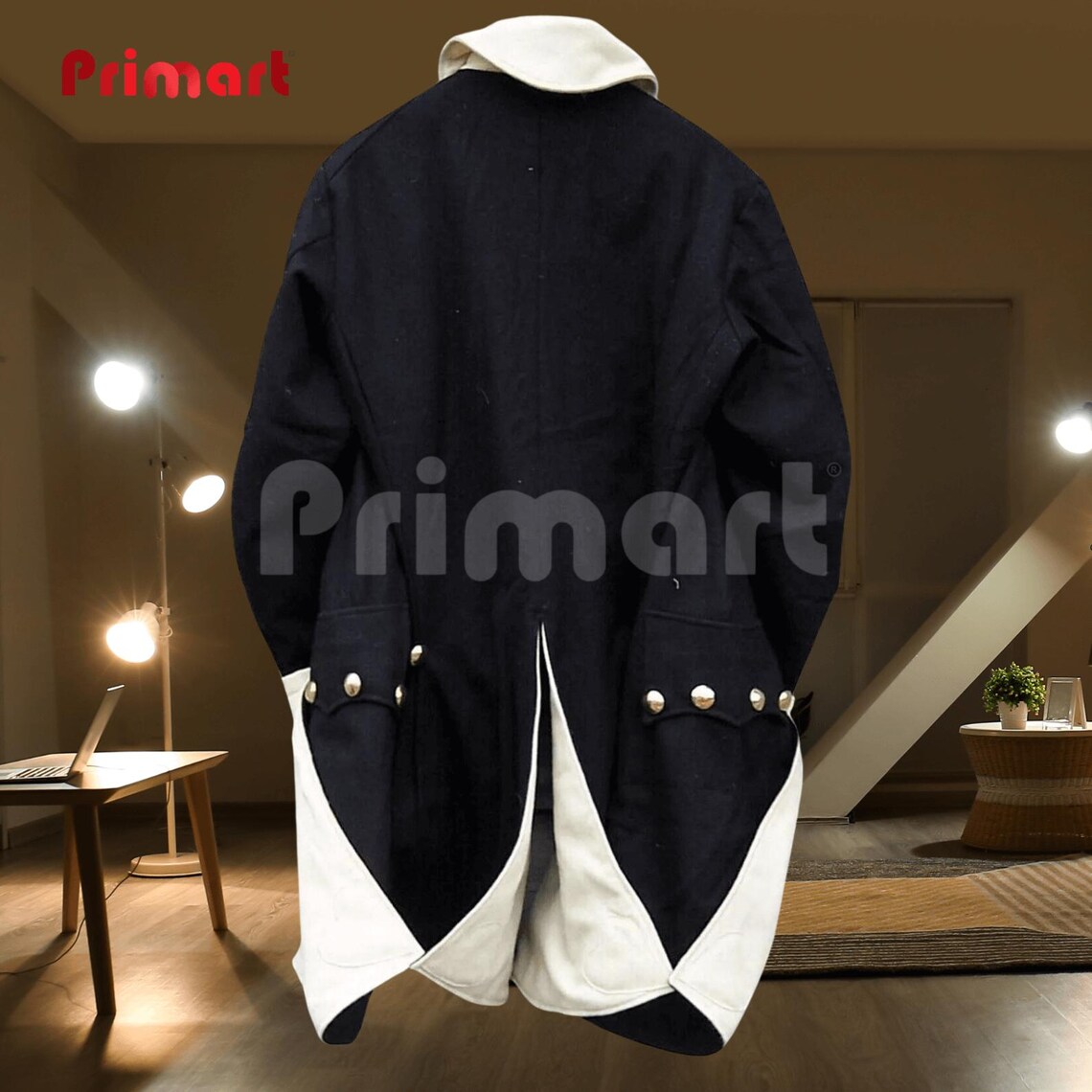 George Washington Uniform Black White Wool, Continental Army Coat ...