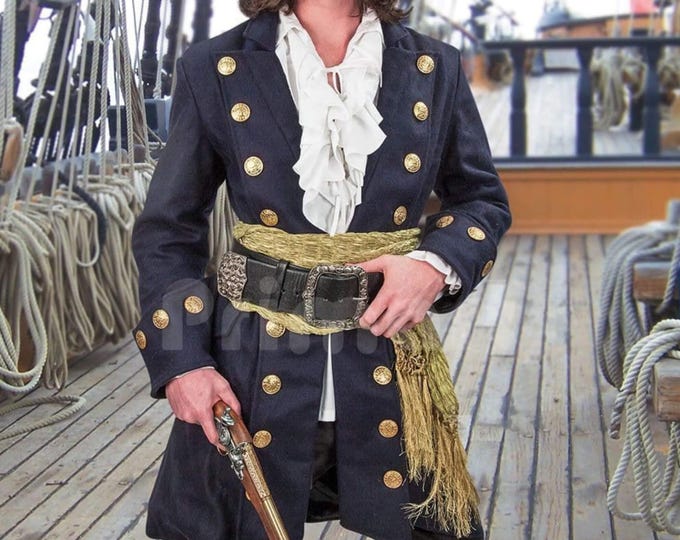 Blackbeard Pirate Coat, Buccaneer Men's Halloween Coat, Pirates of ...