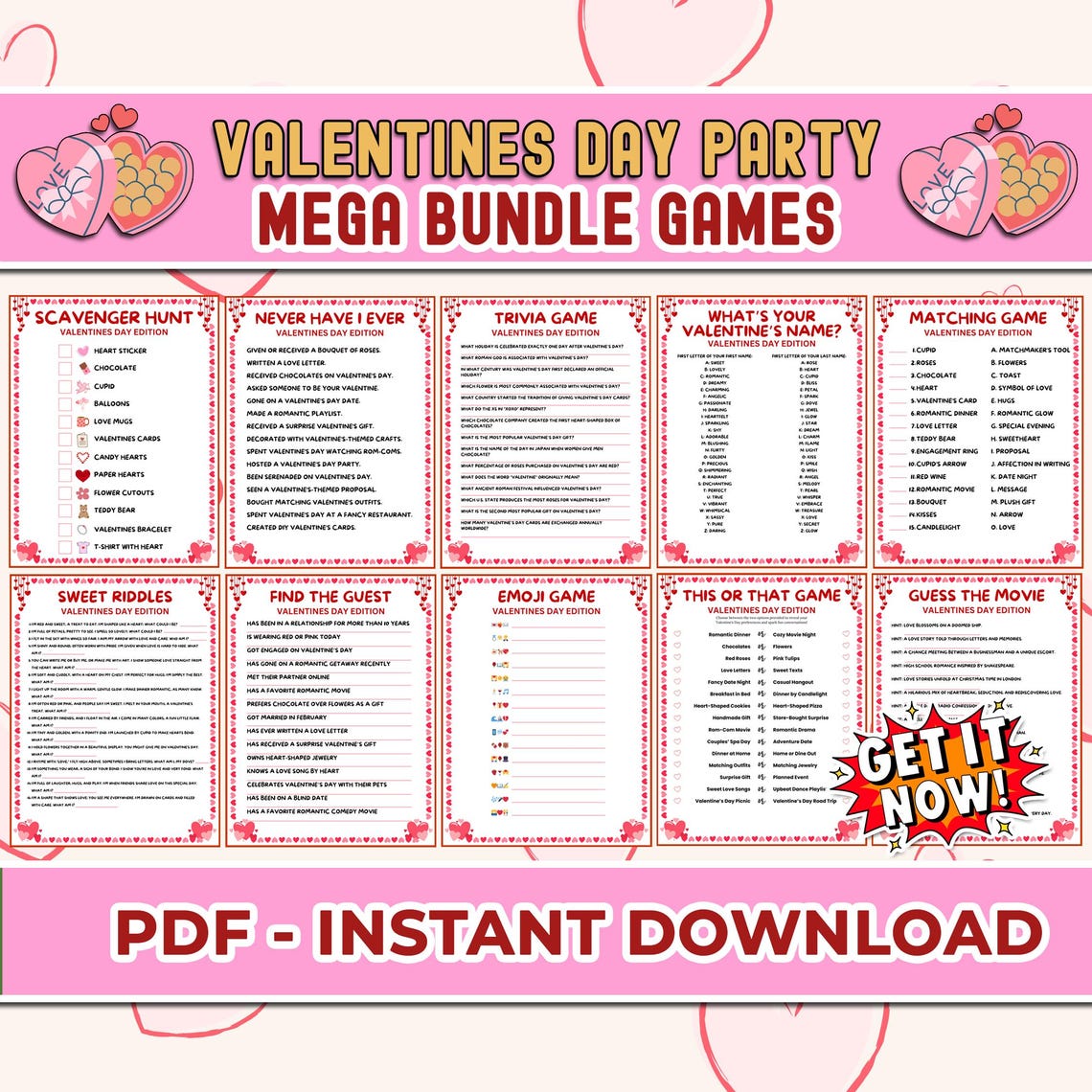 Trending Valentines Day Party Games Bundle, Printable Galentines Games ...