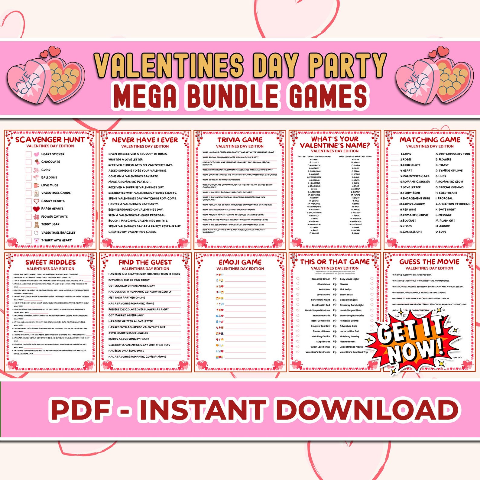 Trending Valentines Day Party Games Bundle, Printable Galentines Games ...