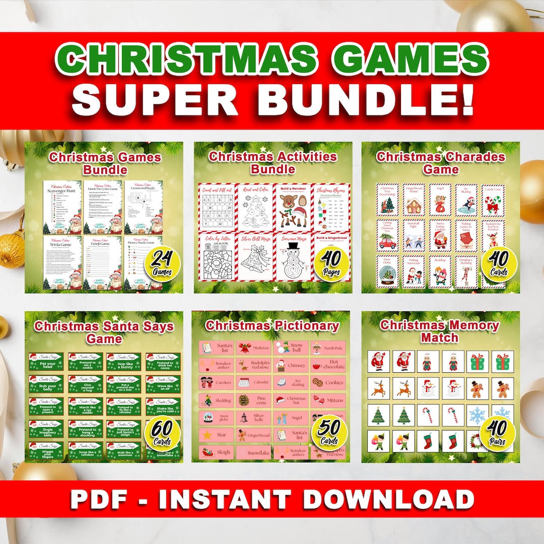 Easy to Play Christmas Game Bundle, Christmas Party Game, Christmas ...