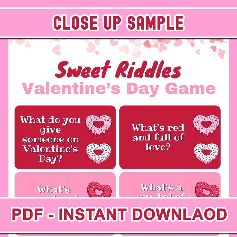 Printable Sweet Riddle Games for Valentines Day Party, Classy Couple ...