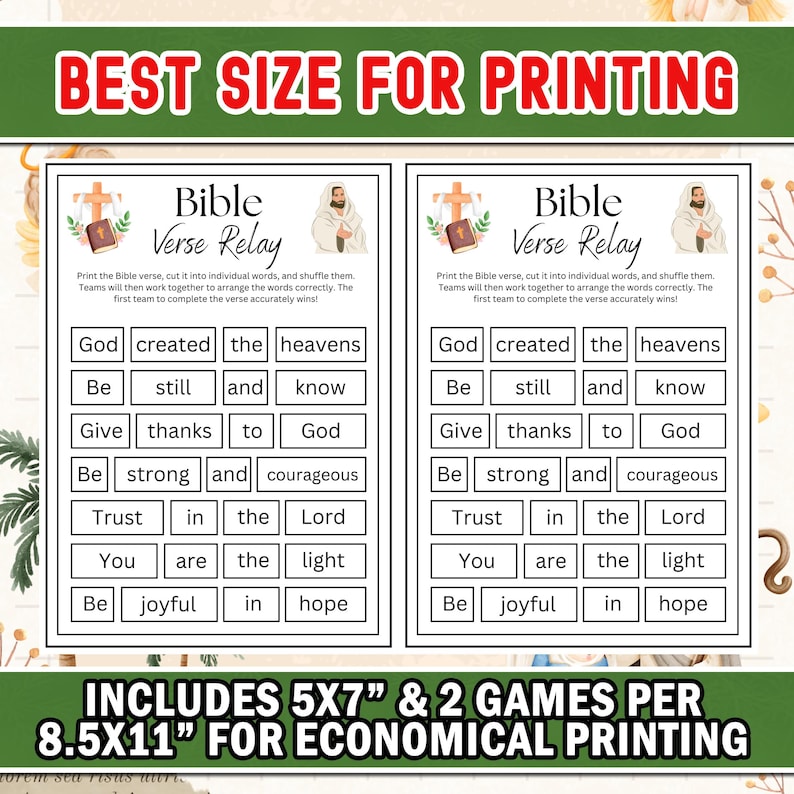 Printable Youth Bible Games | Summer Bible Camp Verse Relay | Fun ...