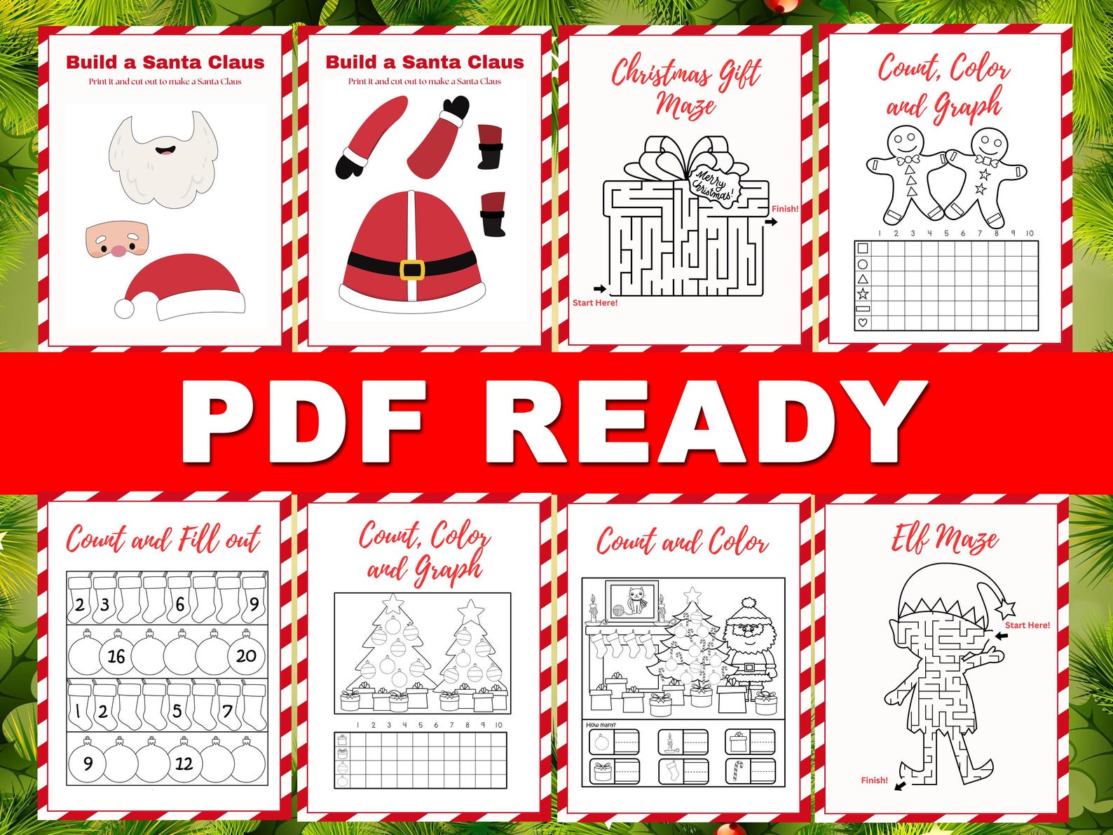 Christmas Activity Bundle: Printable Games & Coloring Pages (PDF) - Etsy