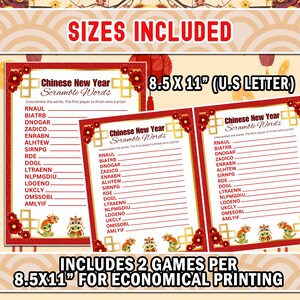 Printable Chinese New Year Scramble Words Activity, 2025 Year of the ...