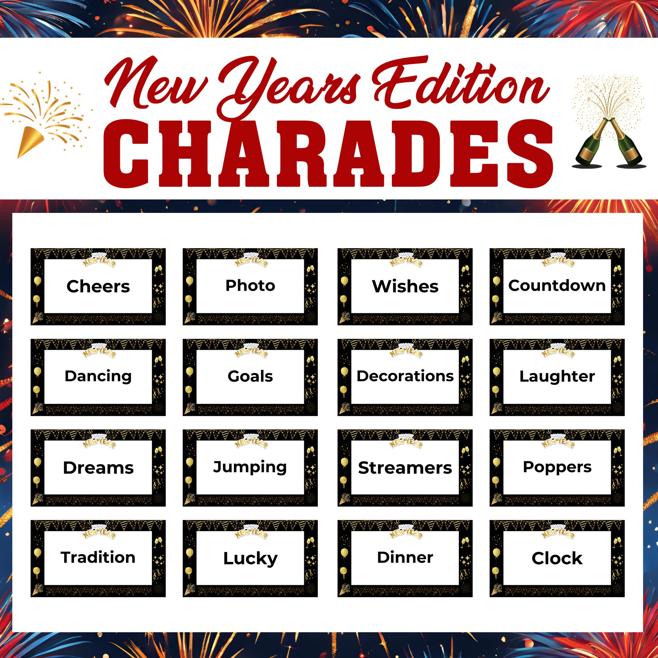 Unique New Years Eve Charades Game, Printable New Years Eve Game, New ...