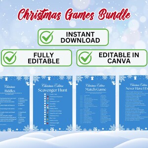 Winter Wonderland Themed Christmas Party Games Bundle, Printable ...