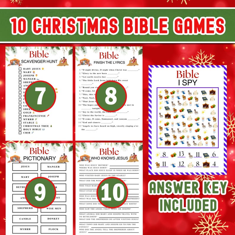 10 Christmas Bible Games for Church Party, Printable Holiday Nativity ...