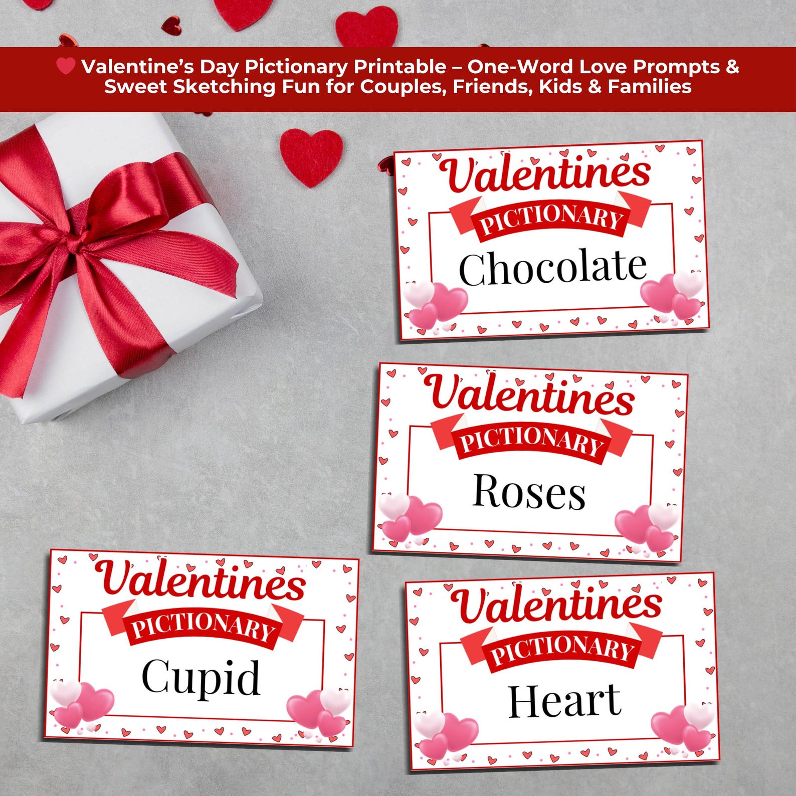Valentine’s Day Pictionary Printable Game – Fun Drawing Activity for ...