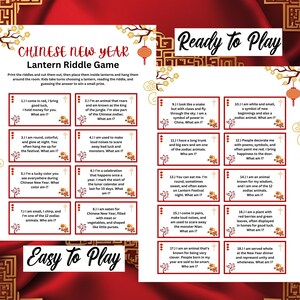 Chinese Lantern Riddle Game for Kids, Lunar New Year Fun Activities for ...