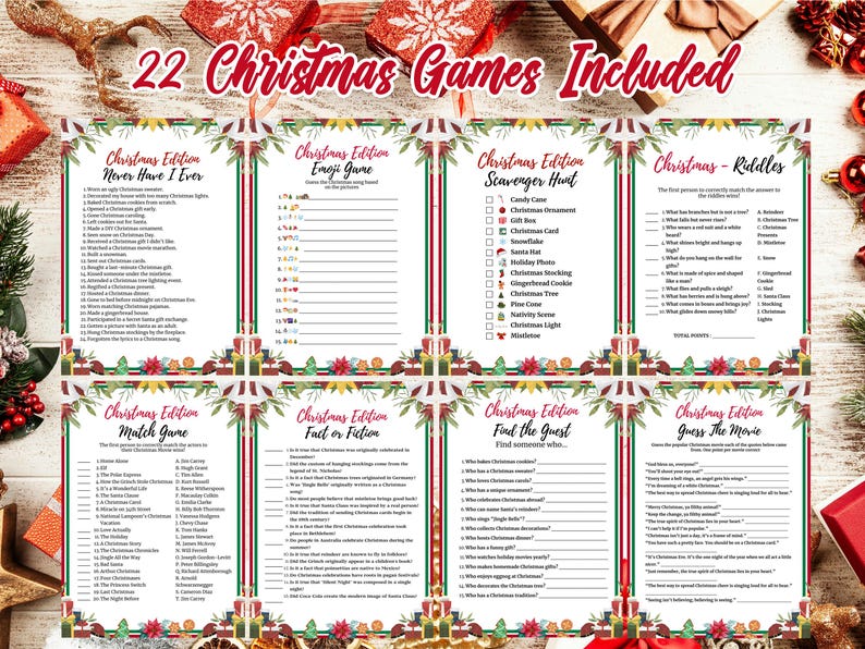 Printable Christmas Party Games Bundle: Xmas Trivia (digital Download ...