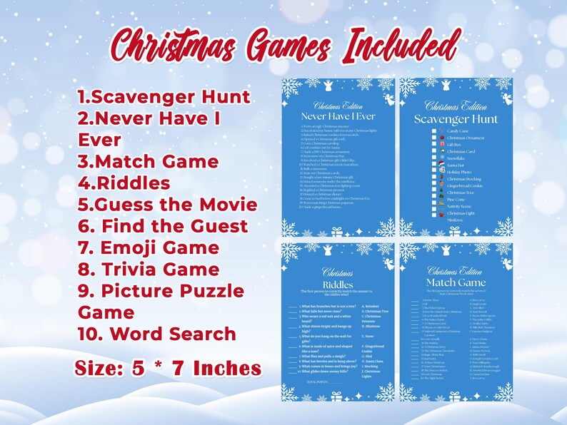 Winter Wonderland Themed Christmas Party Games Bundle, Printable ...