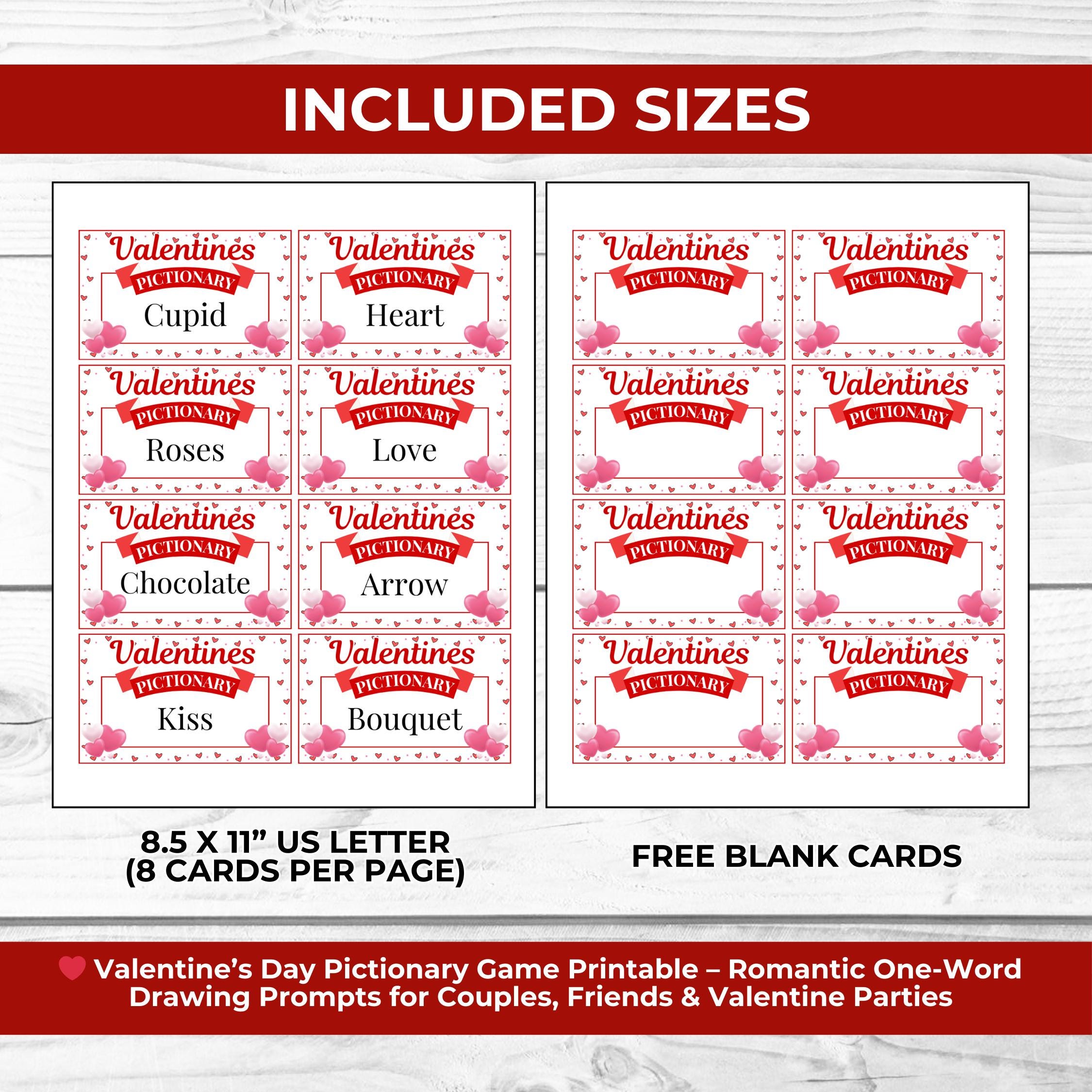 Valentine’s Day Pictionary Printable Game – Fun Drawing Activity for ...
