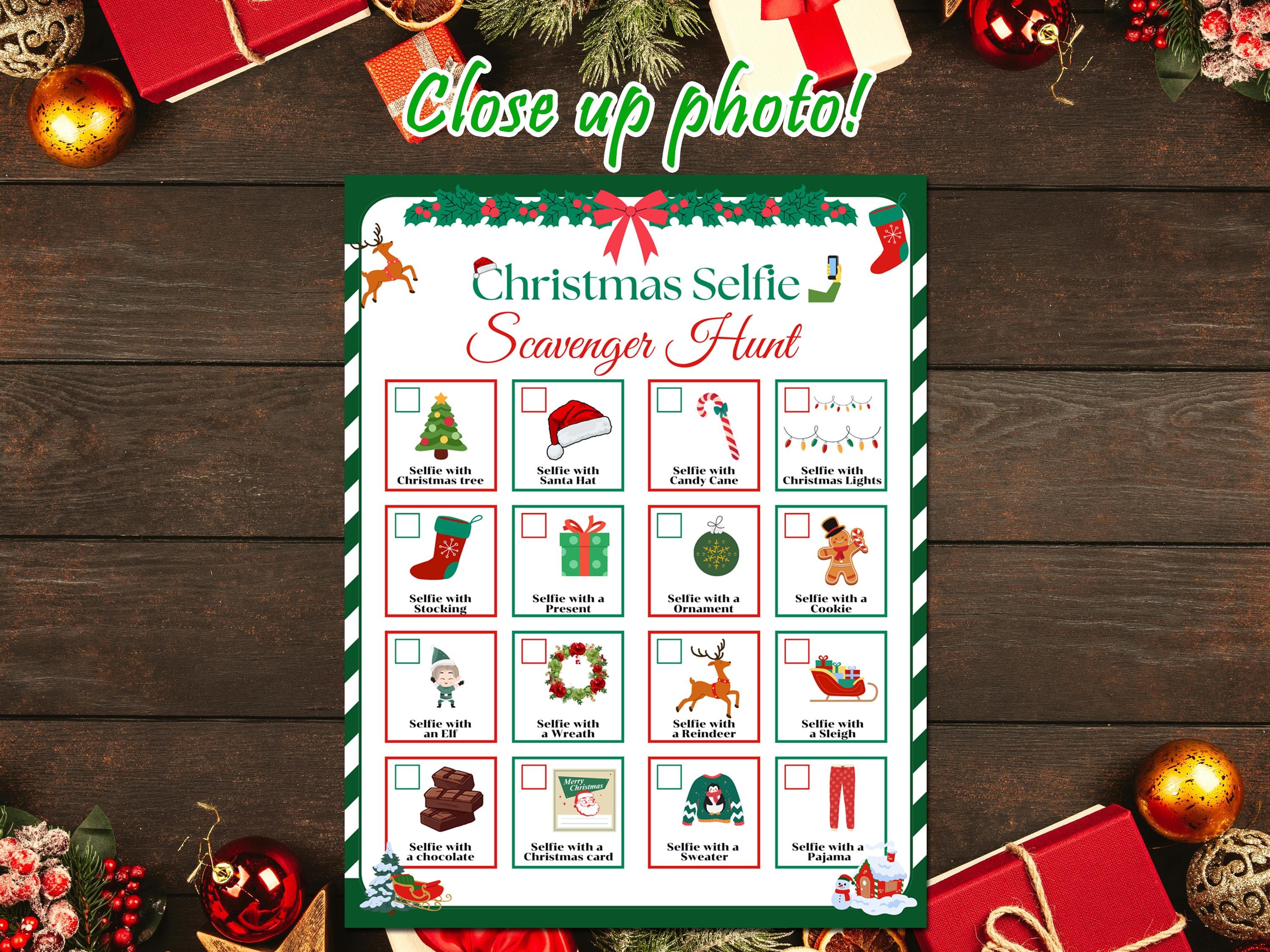 Christmas Selfie Scavenger Hunt Game: Family Holiday Party (printable ...