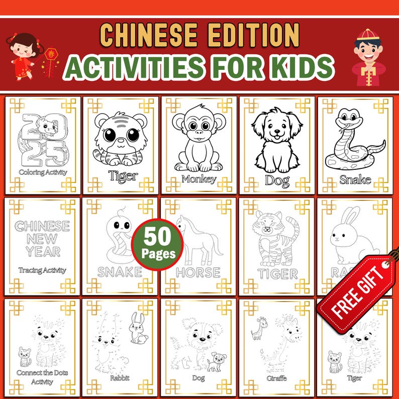 Educational Chinese Themed Activities for Kids, Printable Tracing ...