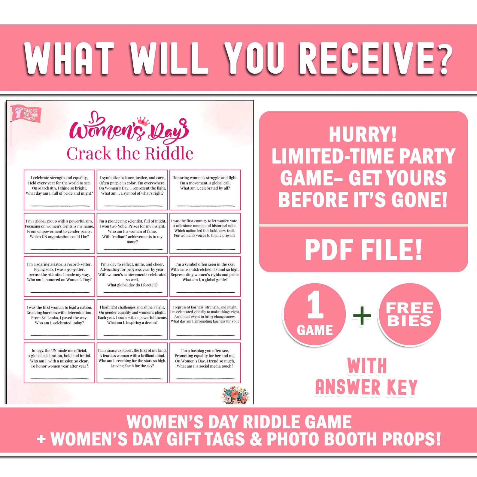 Women's Day Riddle Game | Fun Women's Day Activity for Kids & Adults ...