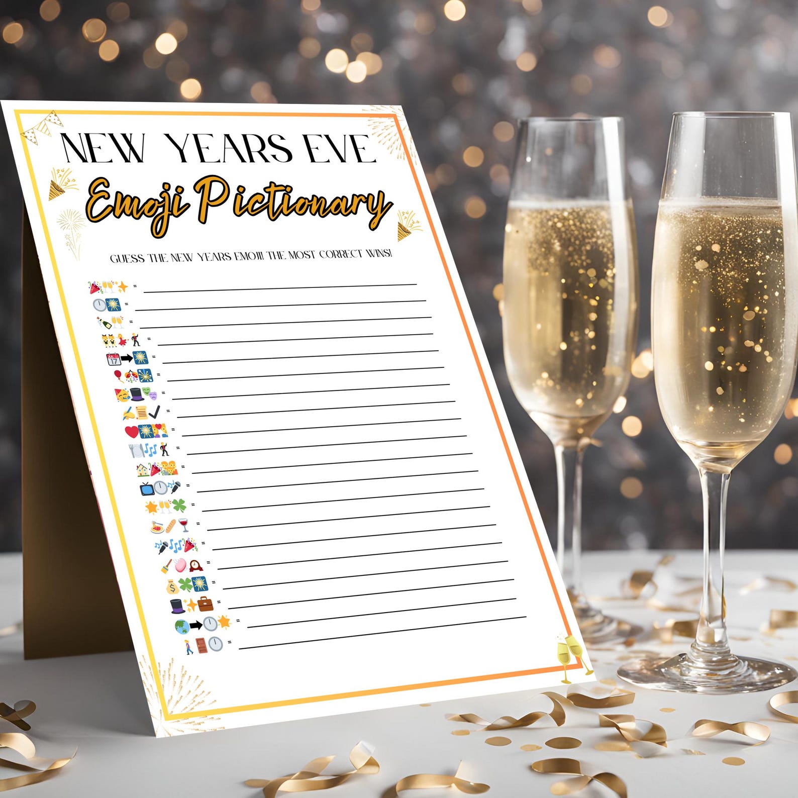 New Years Eve Emoji Pictionary Game, Printable Adult Party Game, Fun ...
