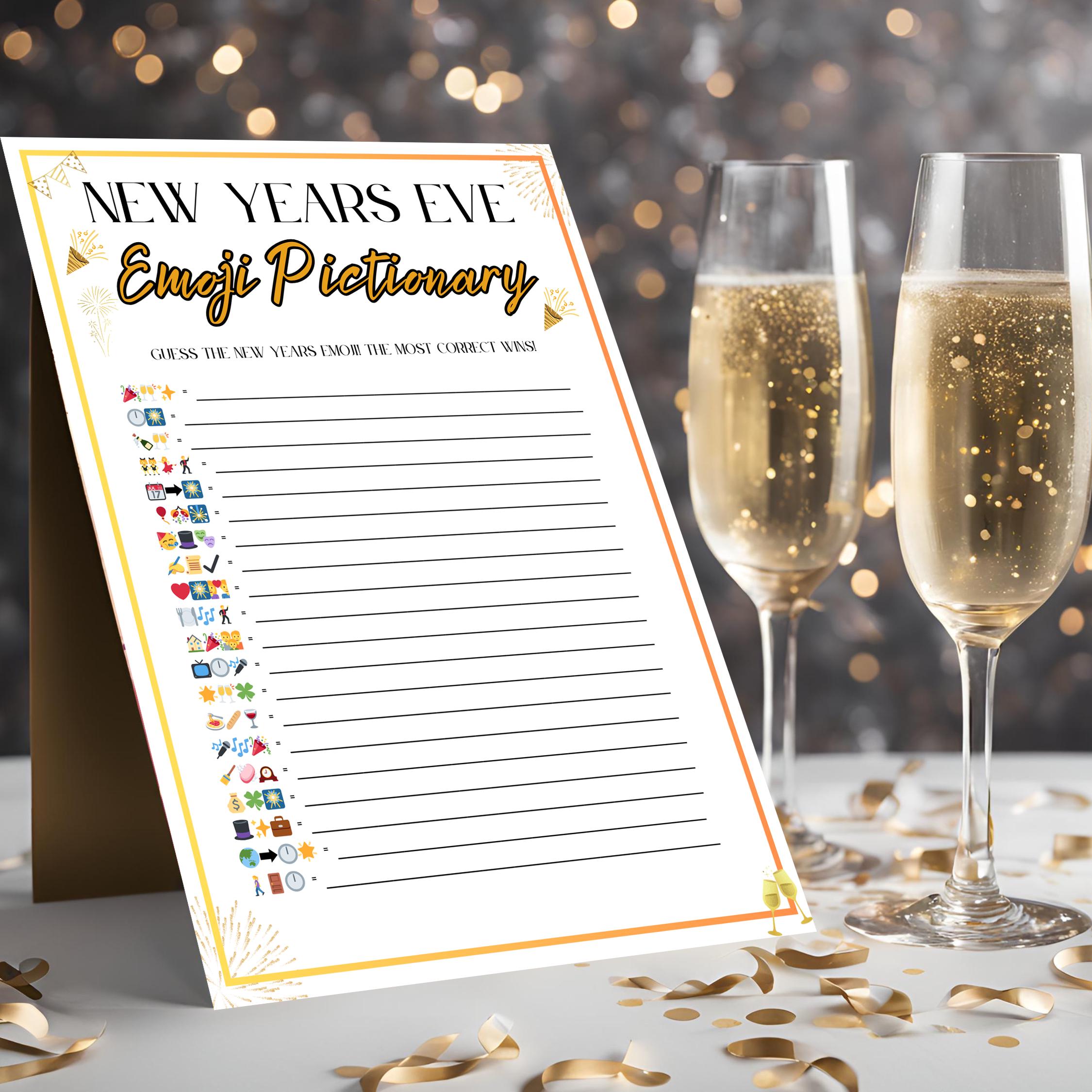 New Years Eve Emoji Pictionary Game, Printable Adult Party Game, Fun ...