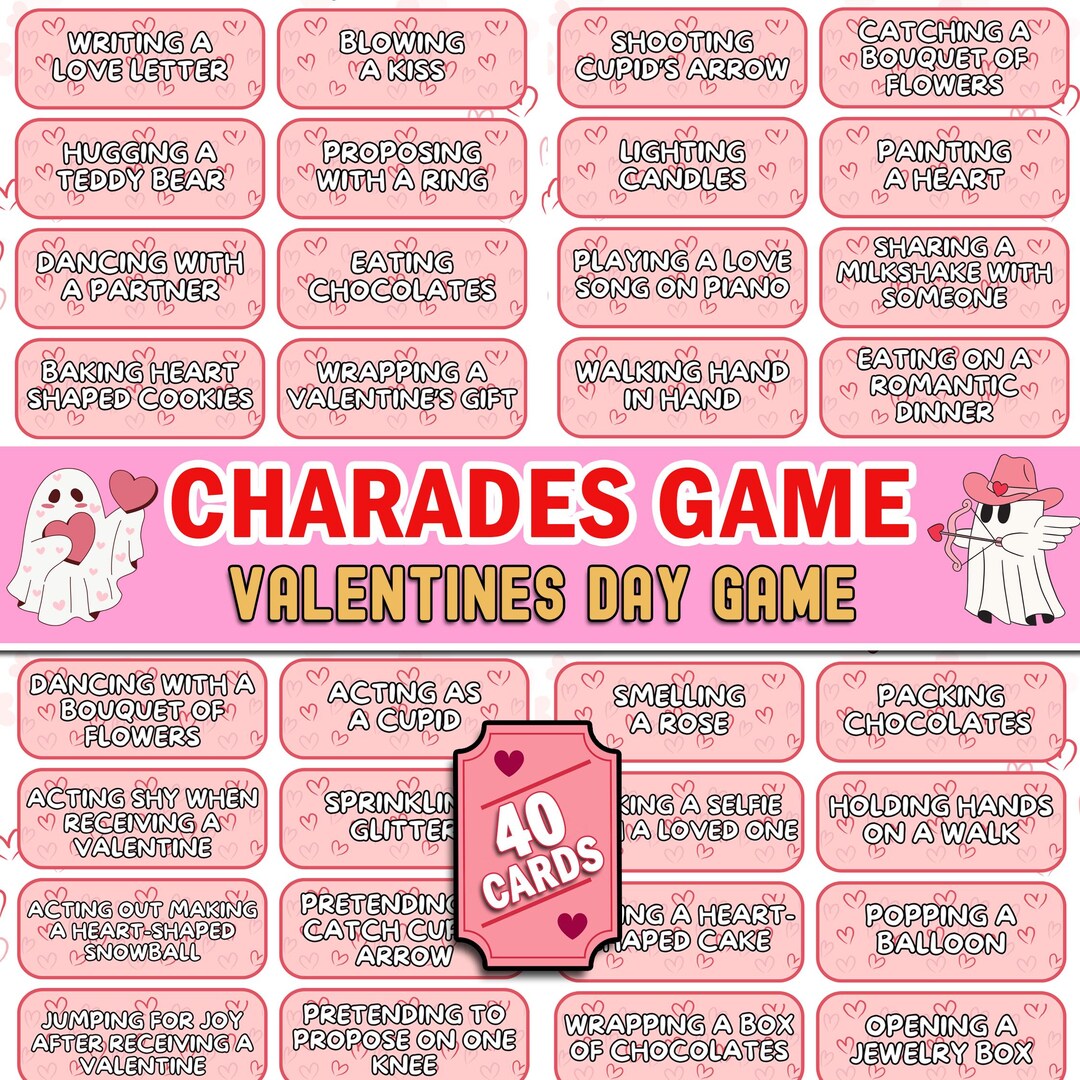 Printable Charades Game for Valentines Day, Office Game for Galentines ...