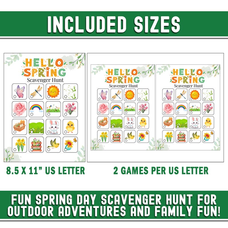 Spring Day Scavenger Hunt Game for Kids & Families | Outdoor Spring ...