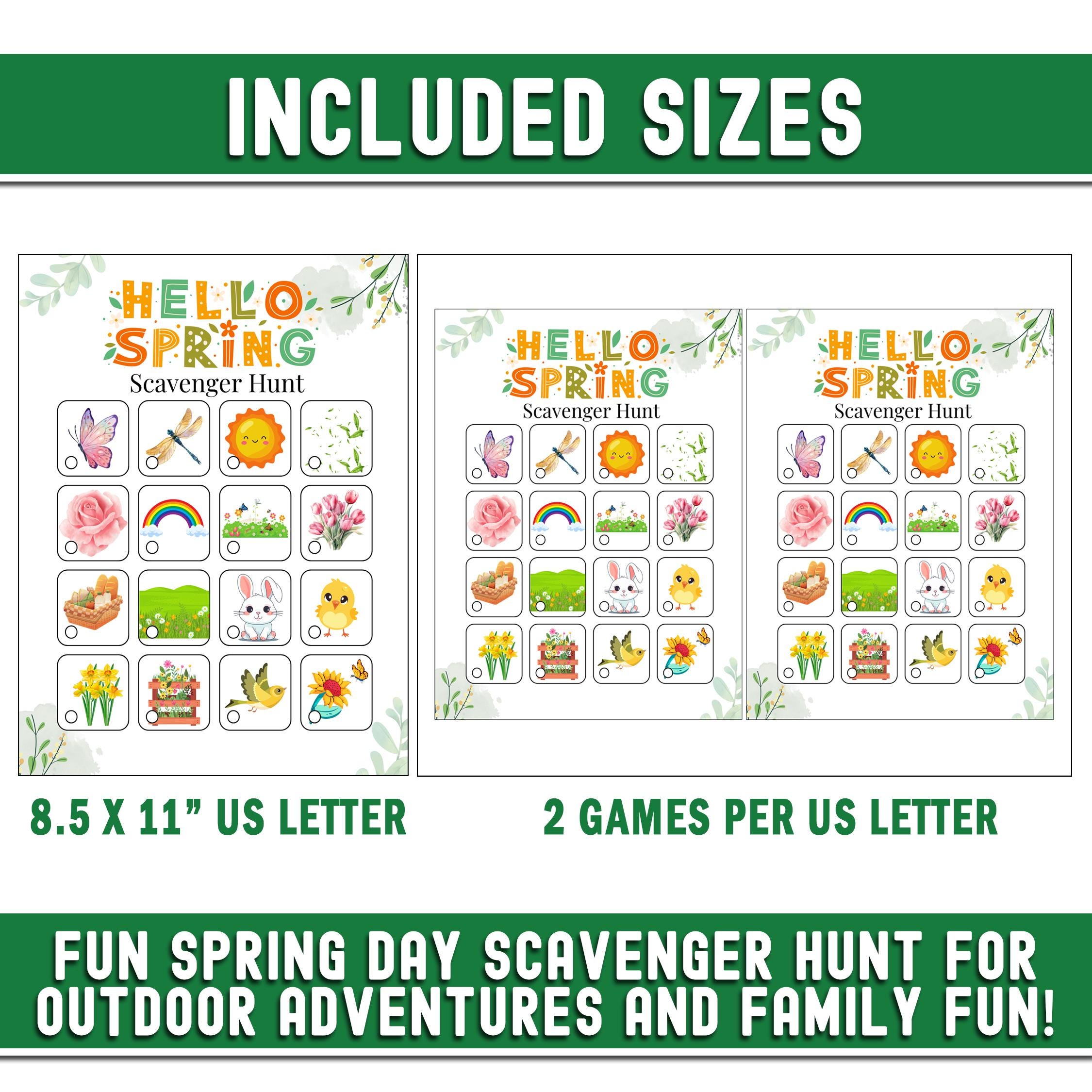 Spring Day Scavenger Hunt Game for Kids & Families | Outdoor Spring ...