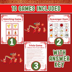 Newest Chinese New Year 10 Game Bundle, Printable Lunar New Year Party ...