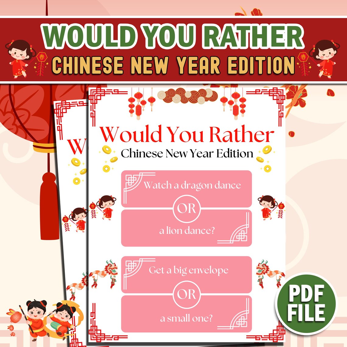 Trending Chinese New Year Would You Rather Game, Printable 2025 Year of ...