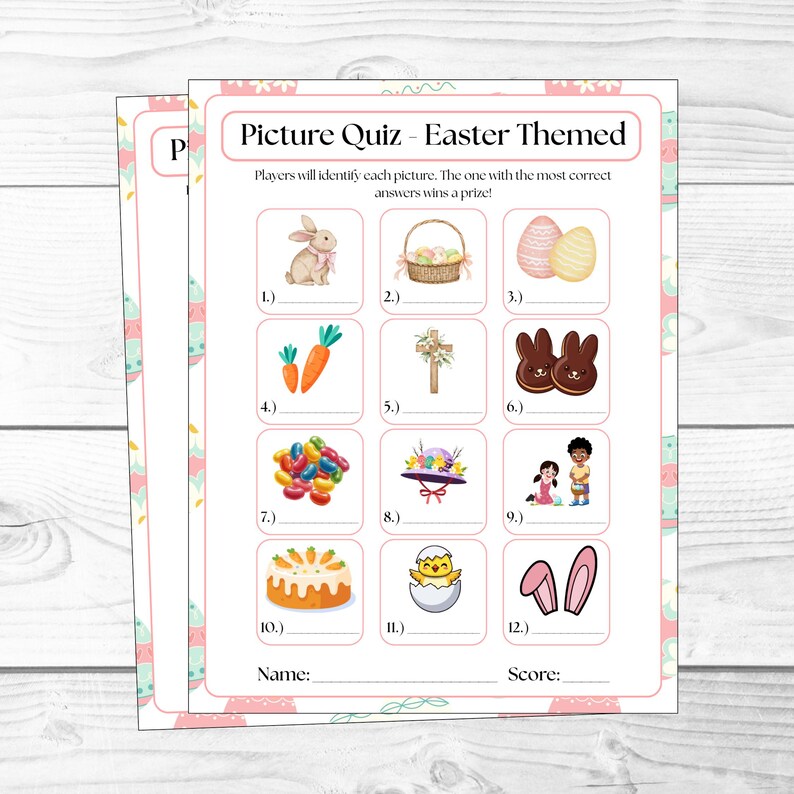 Easter Picture Quiz Game Printable for Family & Kids | Easter Party ...