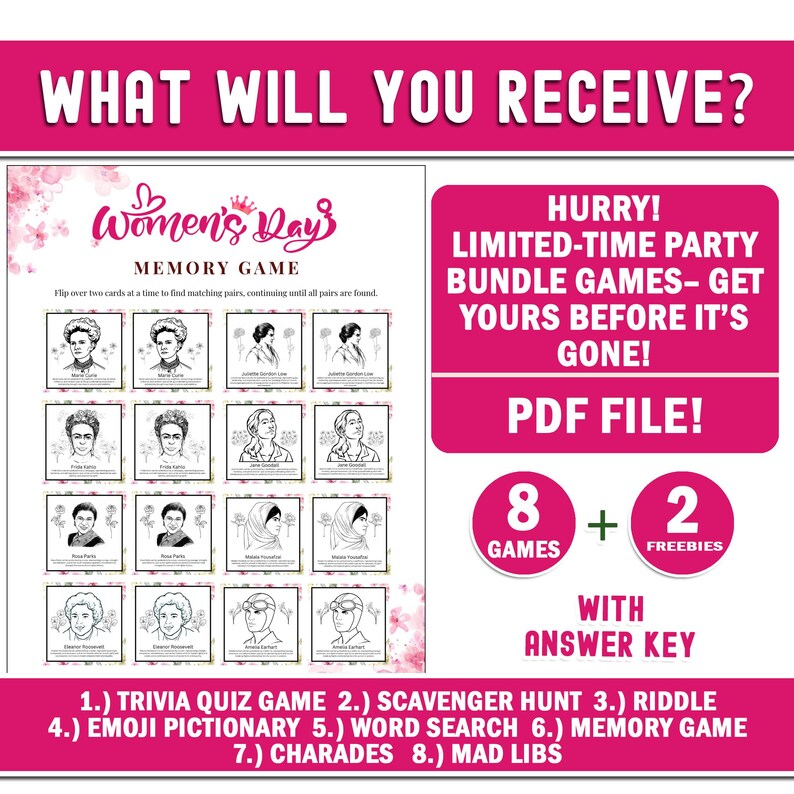 International Women’s Day Party Games Bundle | Fun & Printable ...