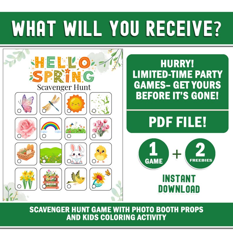 Spring Day Scavenger Hunt Game for Kids & Families | Outdoor Spring ...