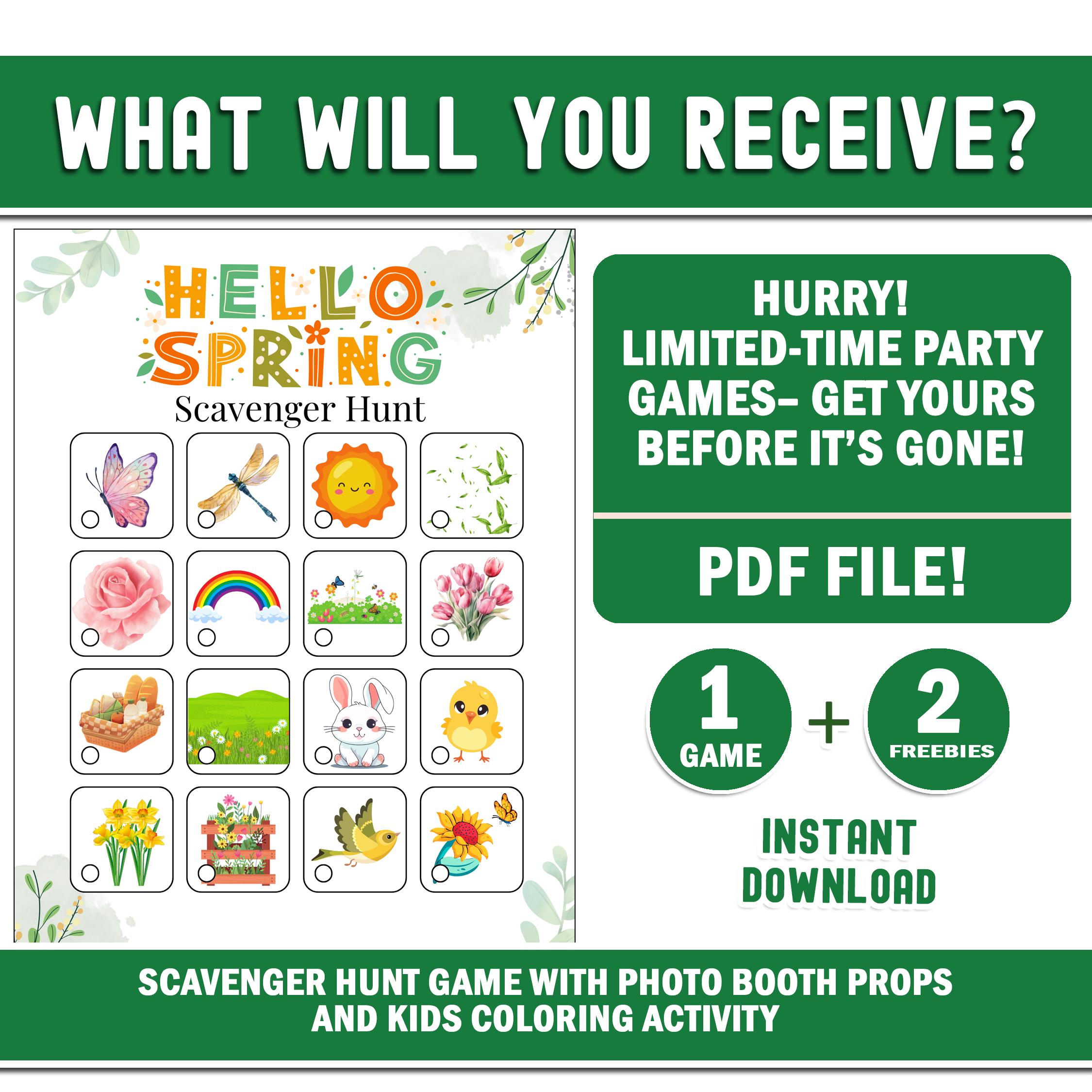 Spring Day Scavenger Hunt Game for Kids & Families | Outdoor Spring ...